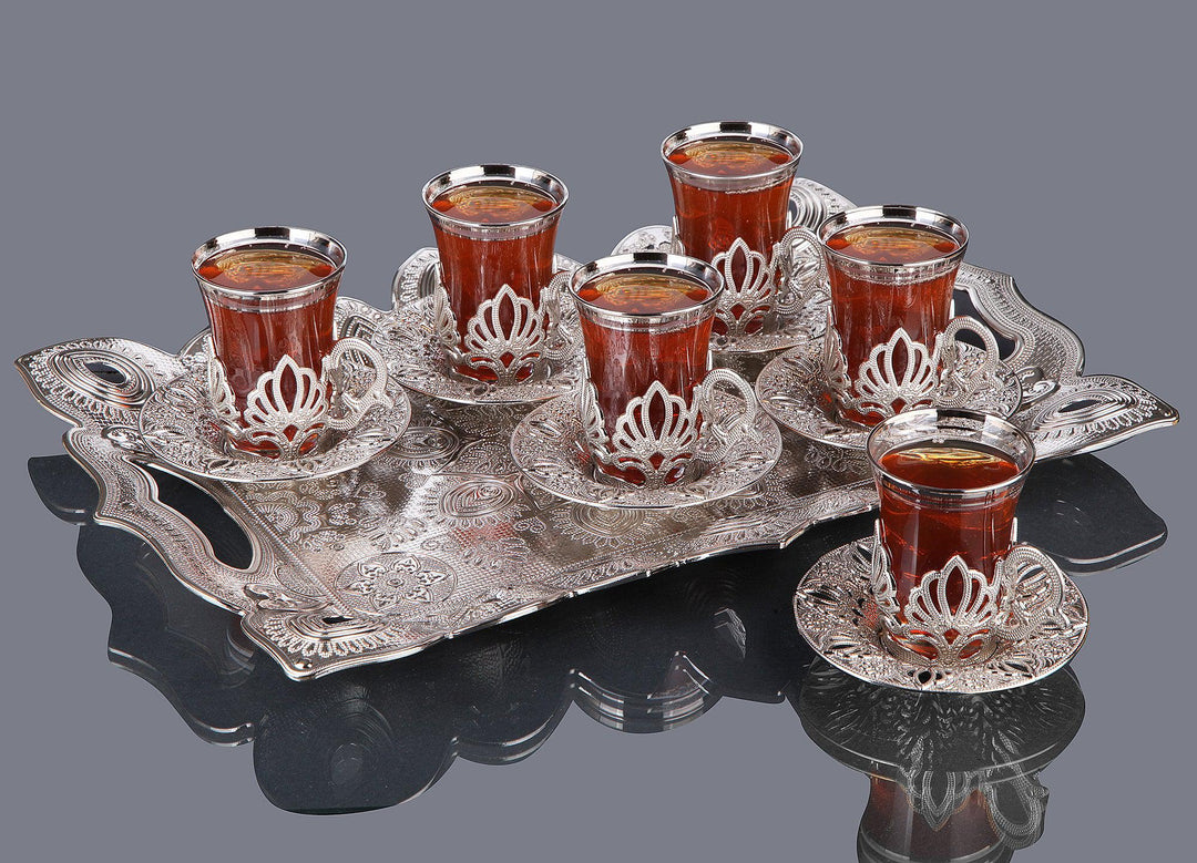 Turkish Tea Set With Tray | Ahu 6 pcs – Elite Turkish Bazaar