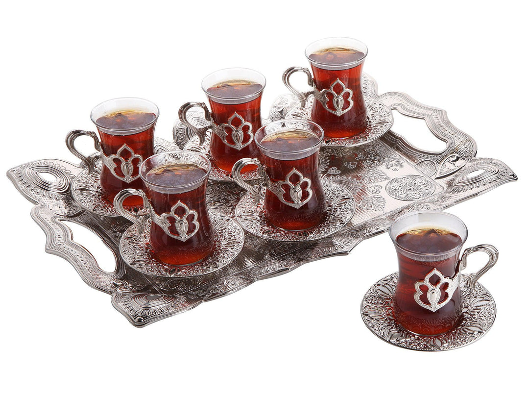 Turkish Tea Set with tray | Bahar 6 pcs – Elite Turkish Bazaar