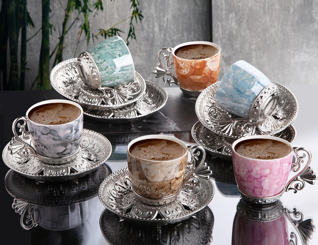 coffee set turkish | Lal Mix Design Coffee Set 6 pcs – Elite Turkish Bazaar