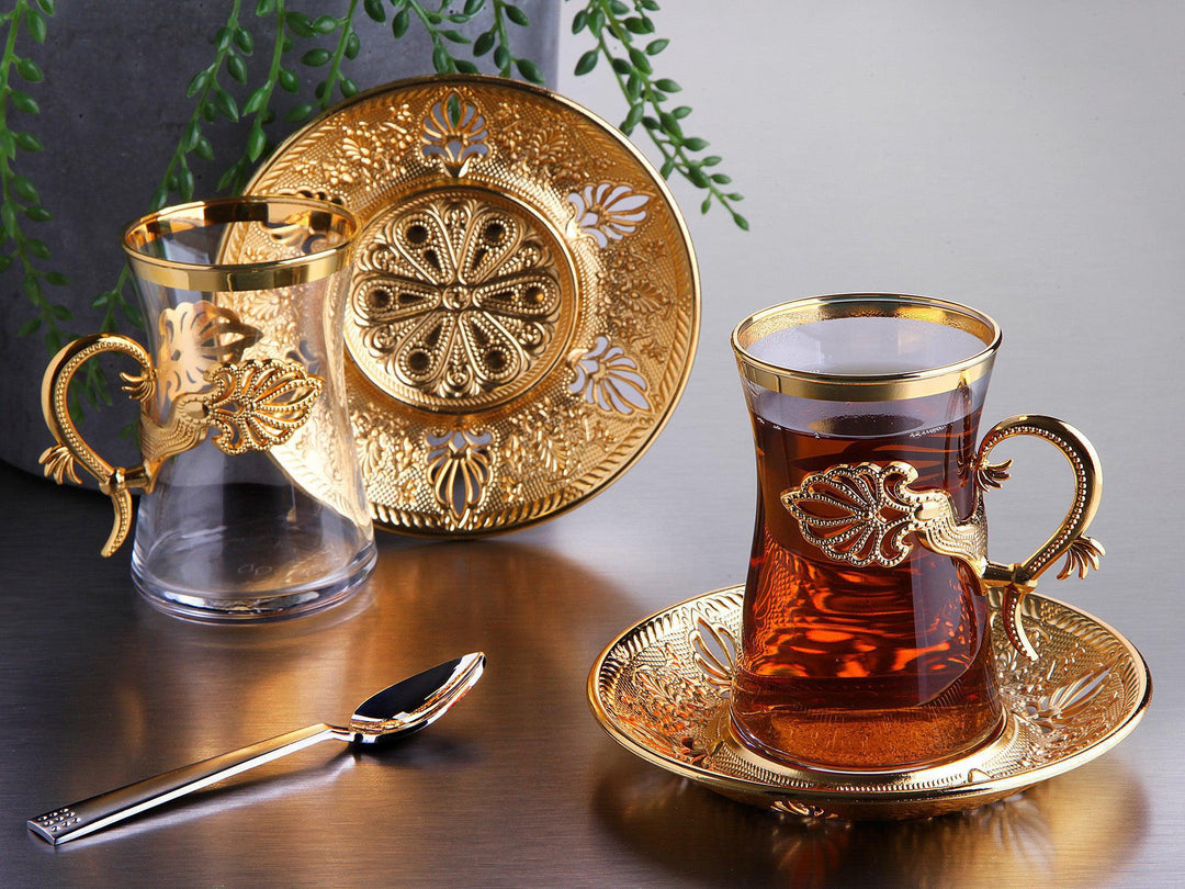 Turkish Tea Cups | Sefa 6 pcs Tea Set – Elite Turkish Bazaar